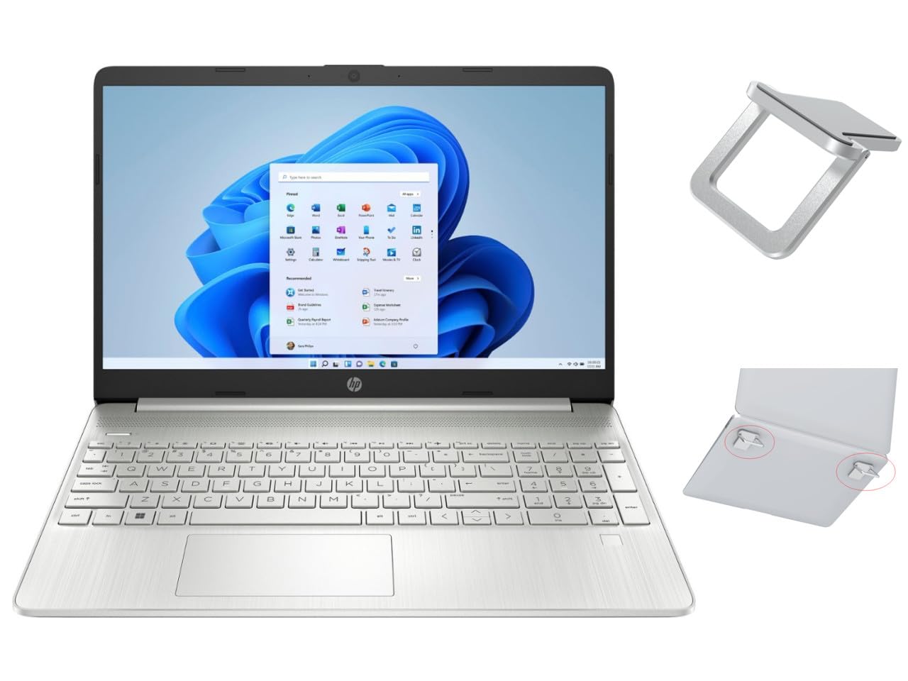 HP 15.6" HD Display | AMD Ryzen 3-5300U Processor (Beat i5-1035G1) | 8GB RAM | 256GB SSD | AMD Radeon Graphics True Vision HD Camera | Windows 11 Home| Silver | Bundle with Laptop Stand