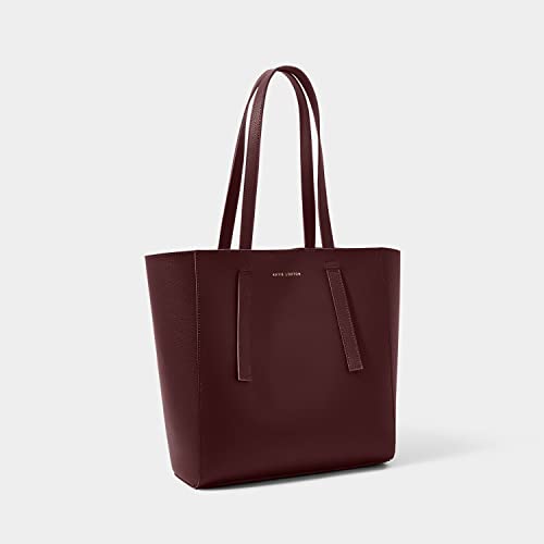 KATIE LOXTON Emmy Womens Medium Vegan Leather Double Shoulder Strap Tote Bag Plum
