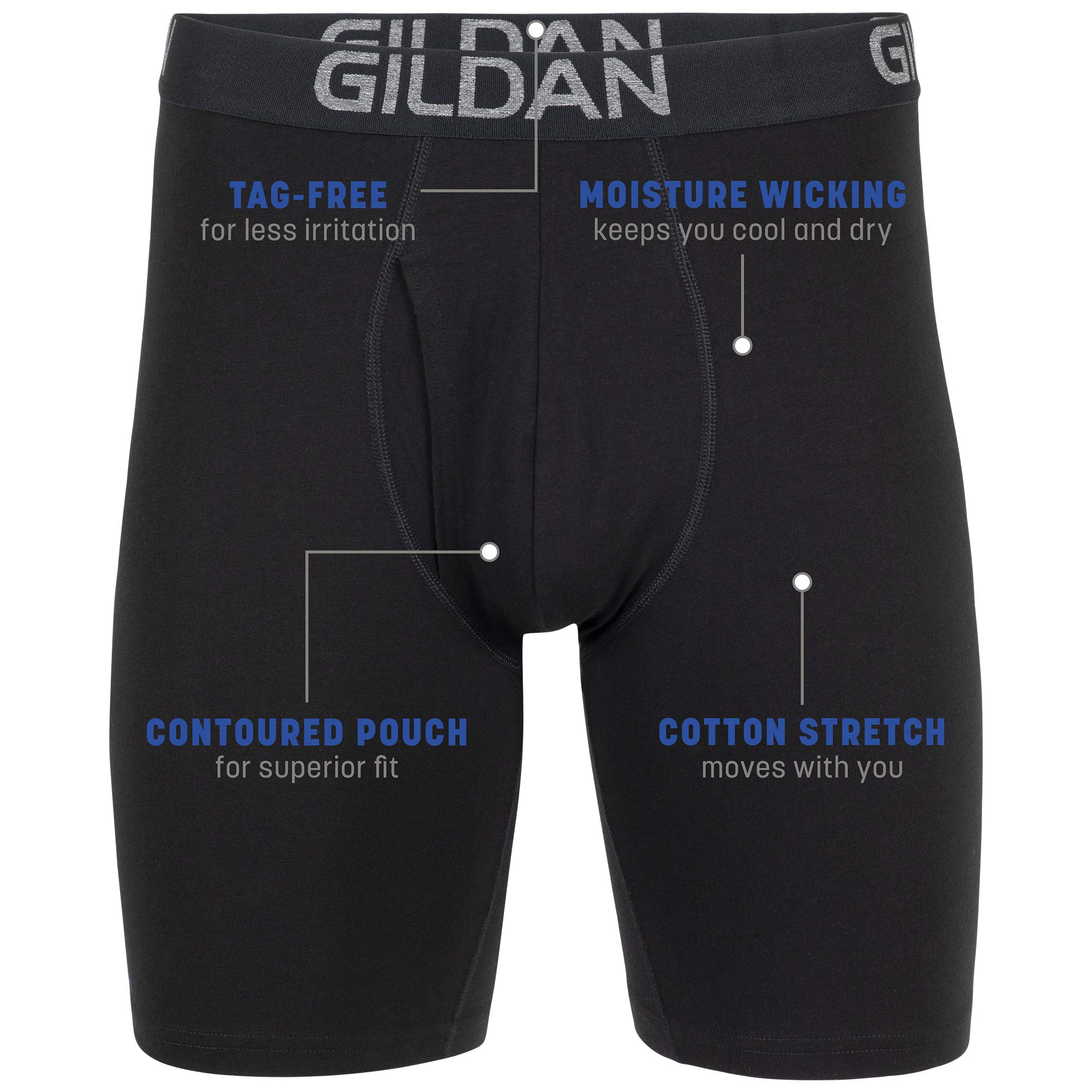 Gildan Men's Underwear Cotton Stretch Boxer Briefs, Multipack, Black Soot/Heather Dark Grey/Green Midnight (4-Pack), X-Large