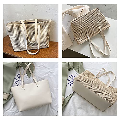 GUOZI Women Straw Woven Tote, Summer Beach Bag Large Handmade Weaving Handbag (2103-B)