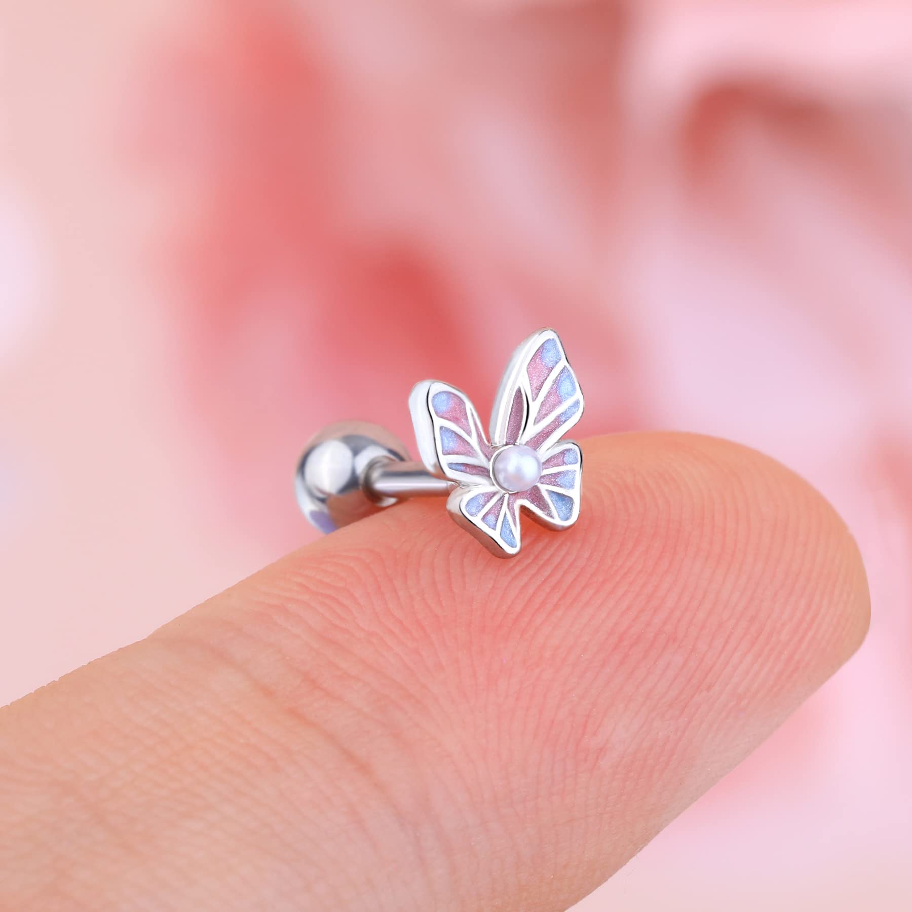 Jewseen 16G Cartilage Earring Surgical Steel Helix Earrings Pearl Conch Earring Tragus Earring Cartilage Earring Stud