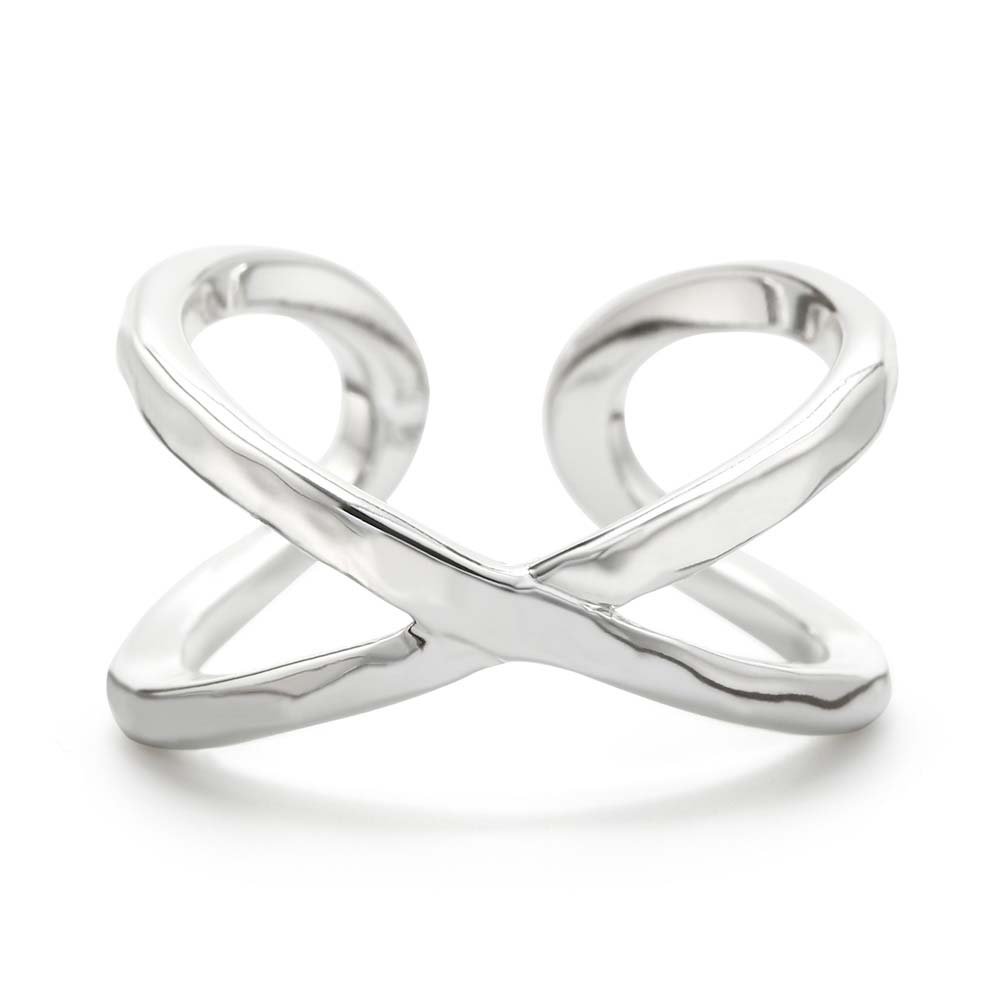 gorjana Elea Women's Criss Cross Crossover Infinity Symbol Ring, Hammered Silver Plated Brass (Size 6)