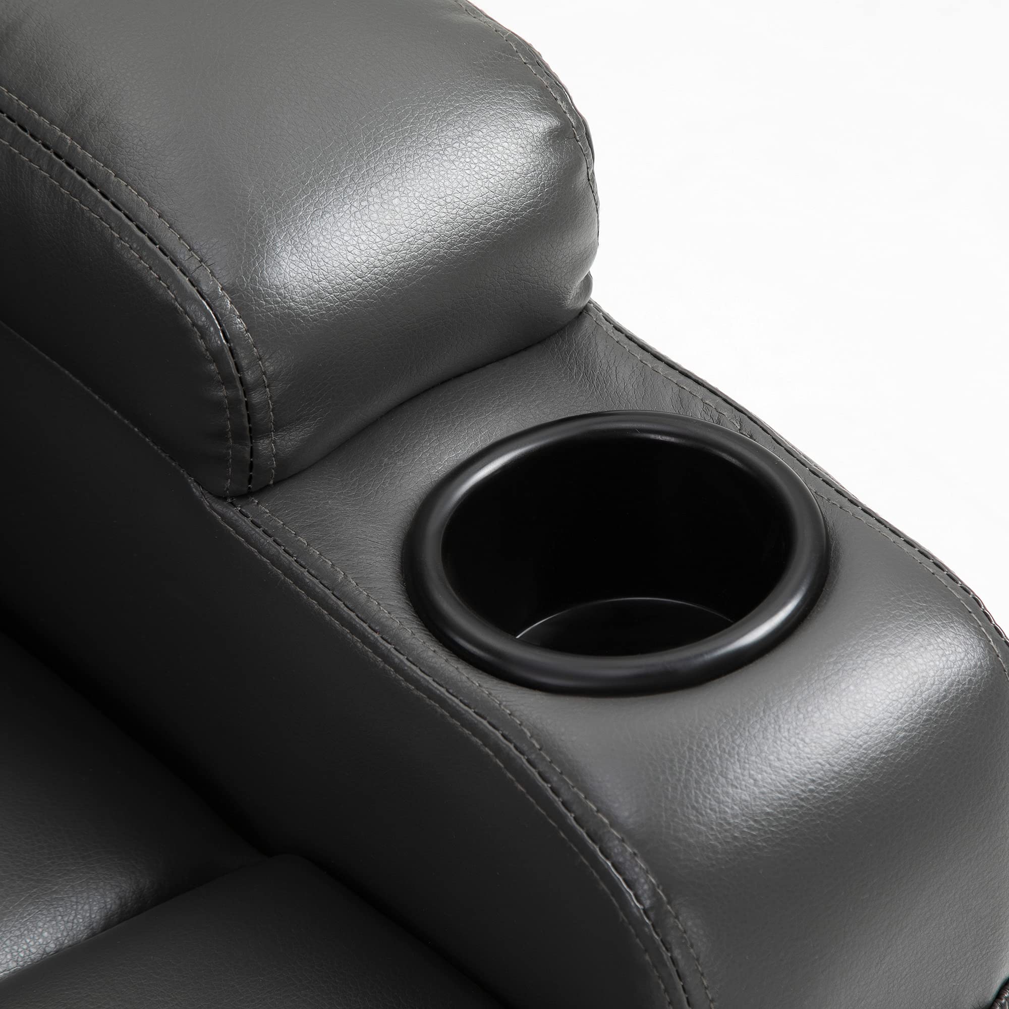HOMCOM Multi-Pressure-Level Massage Chair with USB Charger, Back and Lumbar Support, Thick Armrests, Faux Leather Recliner Chair, 8-Point Massage Recliner, Charcoal Gray