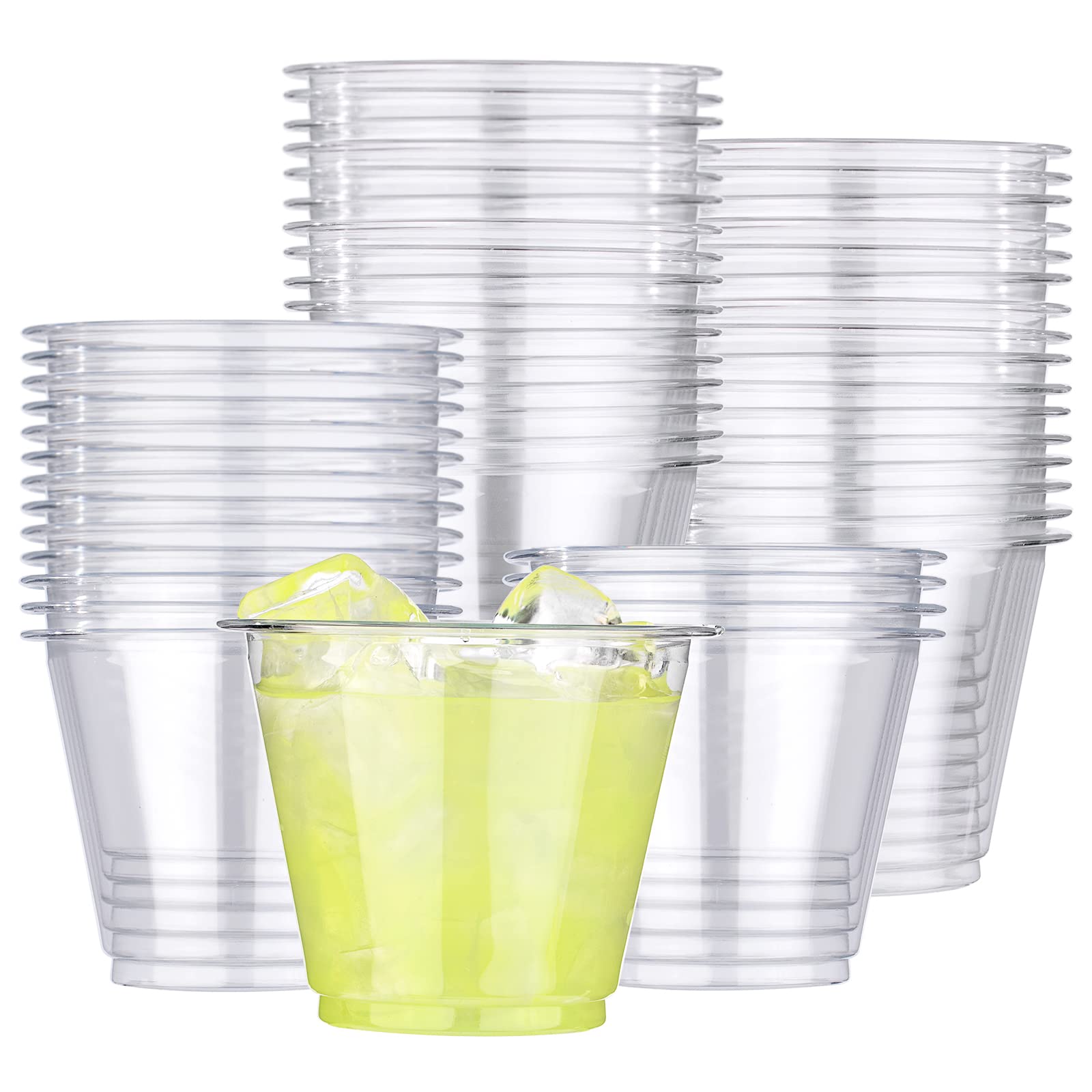 Huaiid 9 oz Clear Plastic Cups, Disposable Plastic Cups, PET Cups,Drinking Cups,Dessert Cups,Suitable for Juices,Drinking, Picnic, and Party[50 Count]
