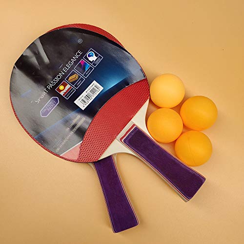 Hewen-Ping Pong Set Beginner Level Table Tennis Racket Pingpong Paddle Ping Pong Bat Set with 2 Rackets, 4 Balls Table Tennis Bat