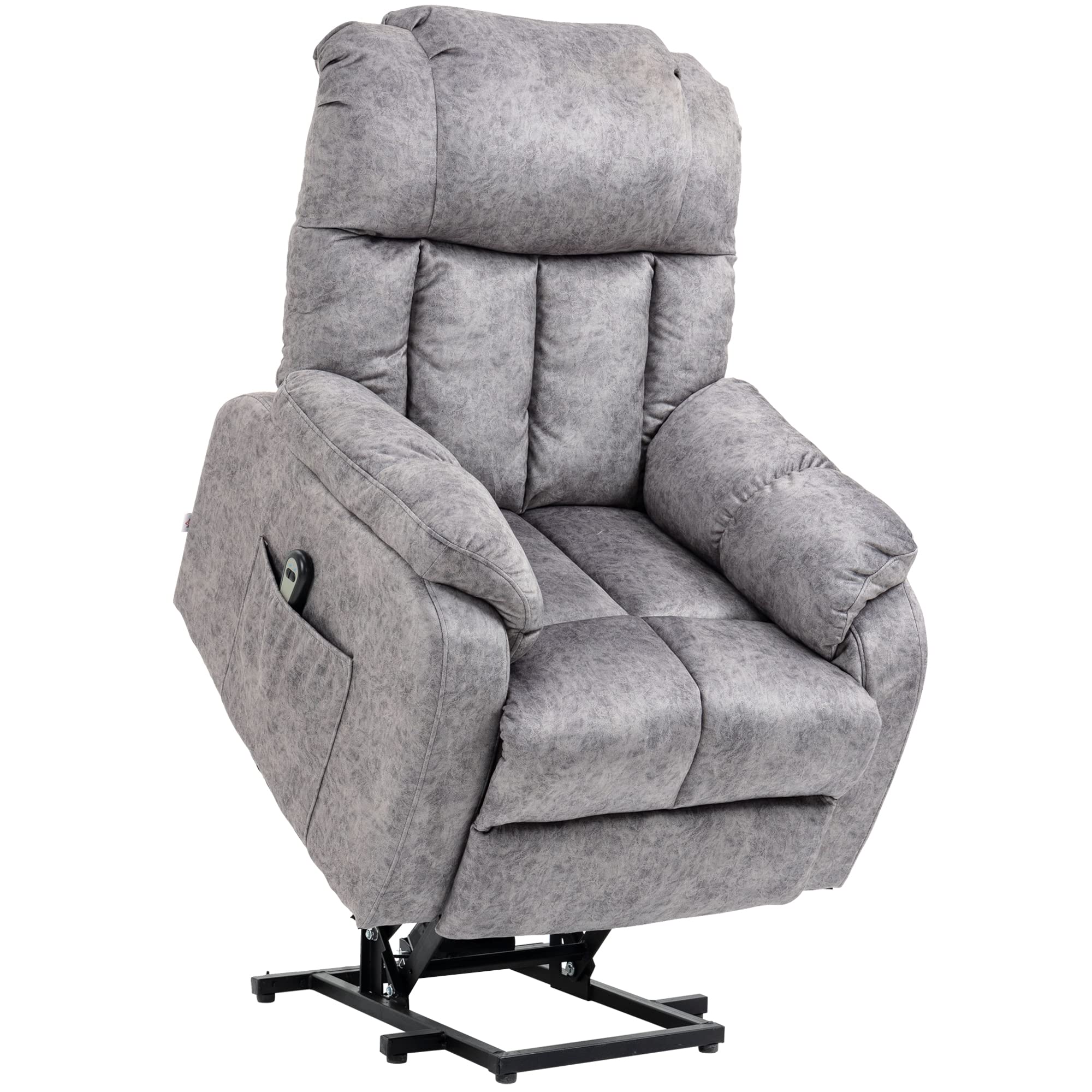 HOMCOM Power Lift Chair, Electric Recliner for The Elderly, Compact Living Room Chair with Side Pocket & Remote Control, Gray