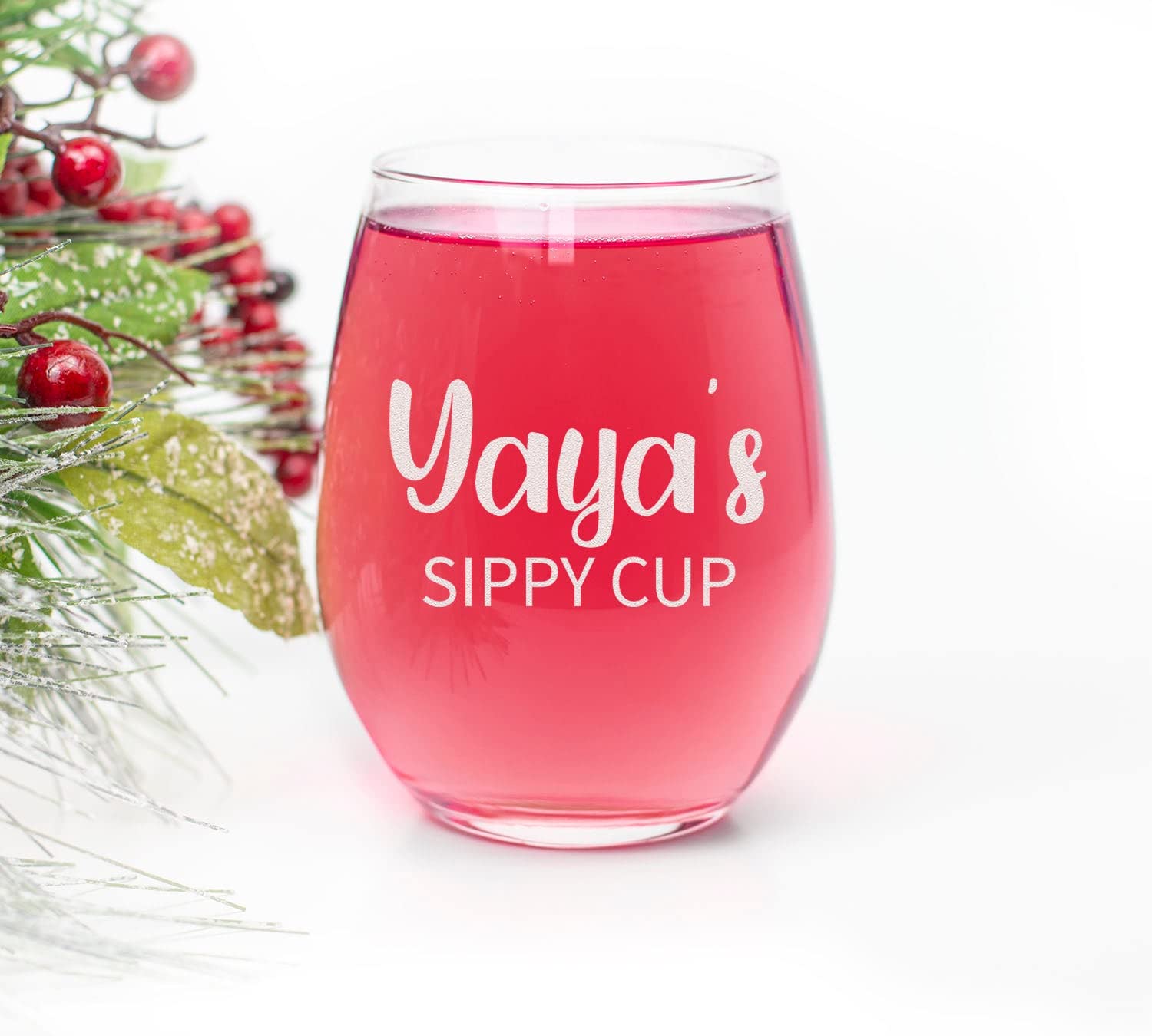 HTDesigns Yaya's Sippy Cup Stemless Wine Glass - Mother's Day Gift Yaya Wine Gift - First Time Yaya New Yaya Gift - Yaya Wine Glass