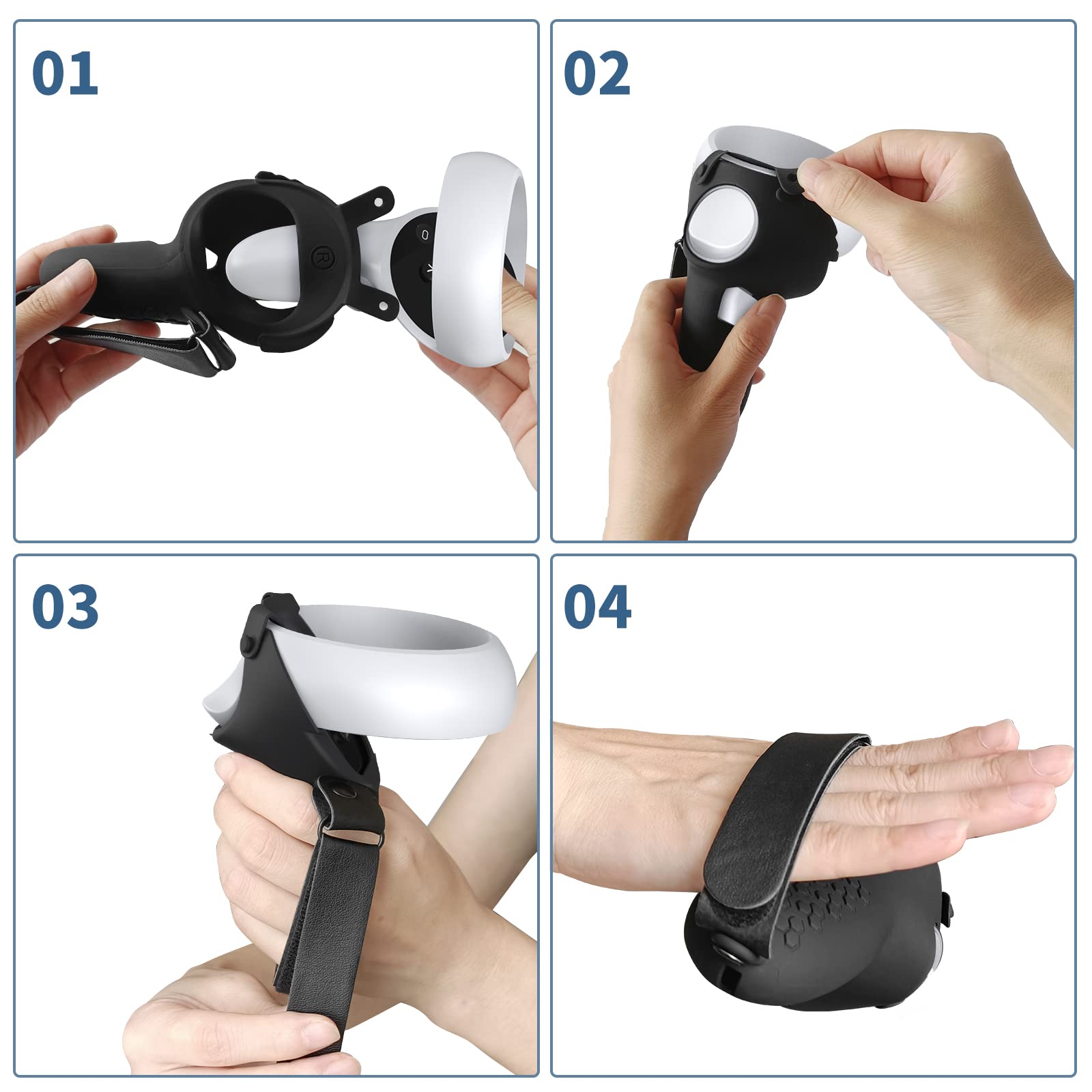 iTwano Controller Grips Compatible with Oculus Quest 2, Silicone Controller Cover Protector for Quest 2 with Adjustable Knuckle Strap