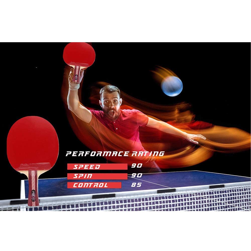 Hewen-Ping Pong Set 4 Star Table Tennis Bat, Professional Ping Pong Racket, Table Tennis Paddle, Perfect for Intermediate and Advanced, Comfortable Handle Table Tennis Bat