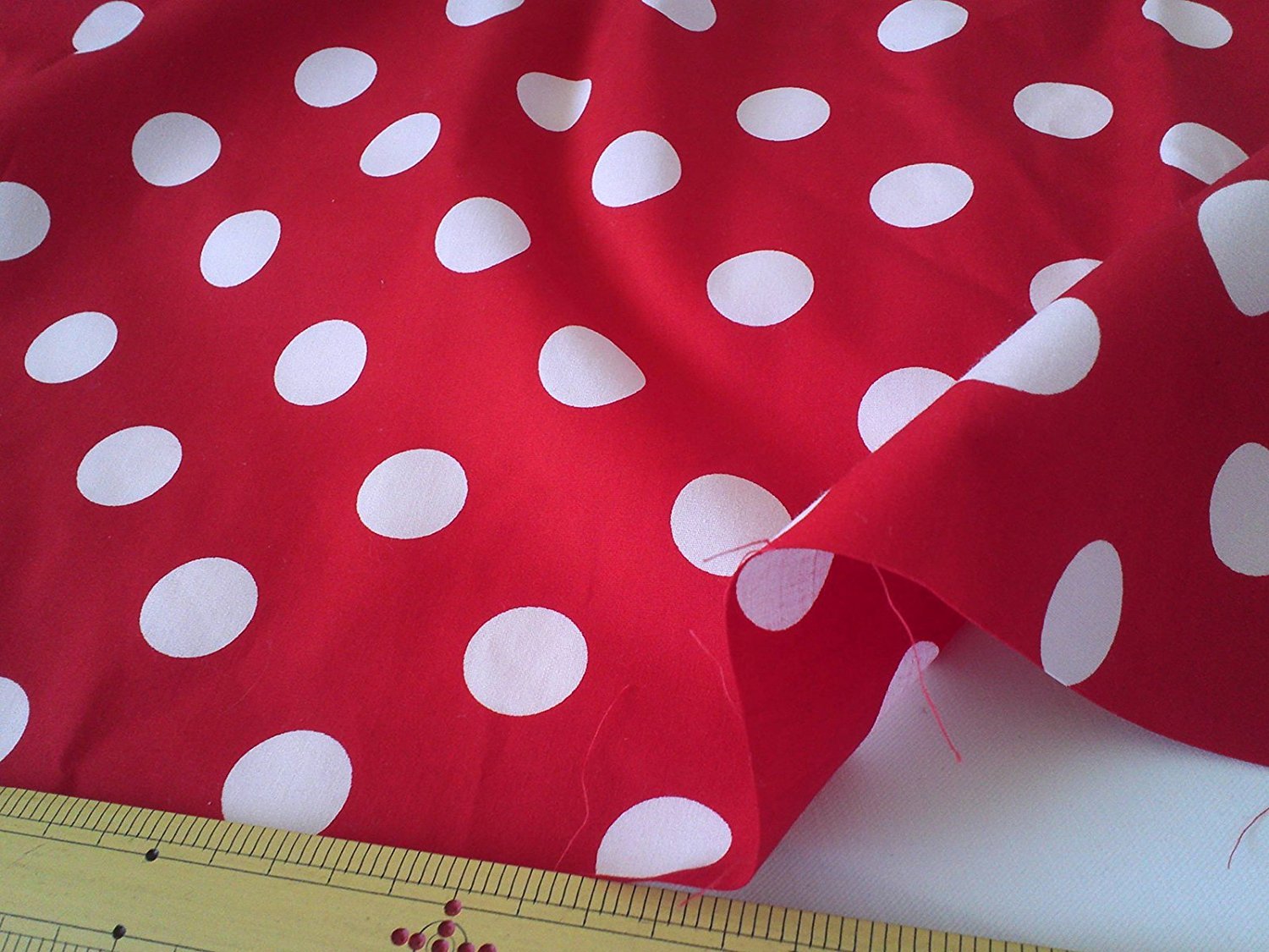 布人倶楽部(Fujin Club) Broad Polka-dot Print 日本製(Made in Japan) 42.5 inches (108 cm) Width (red, 59.1Inches)