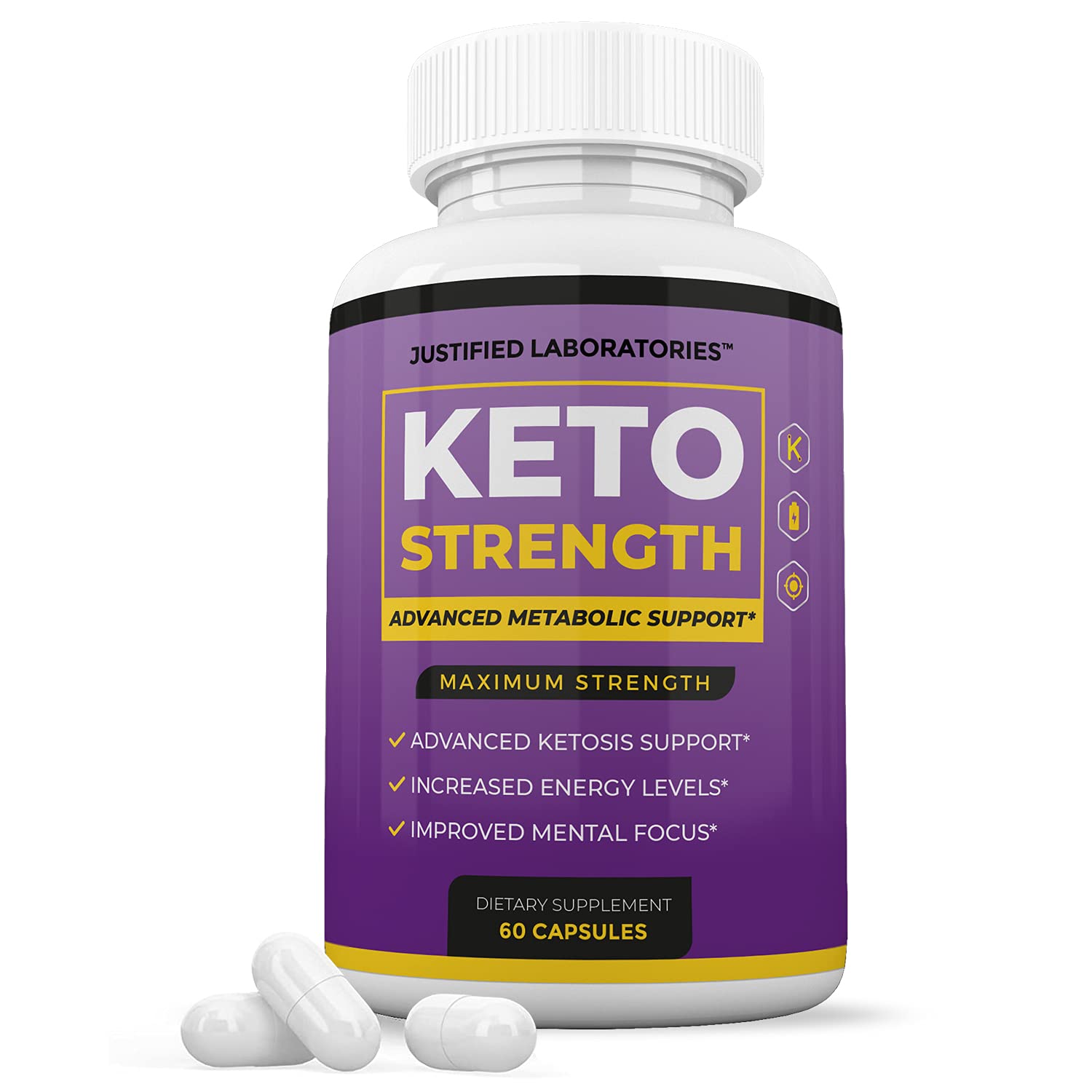 Keto Strength Pills Includes Apple Cider Vinegar goBHB Strong Exogenous Ketones Advanced Ketogenic Supplement Ketosis Support for Men Women 60 Capsules