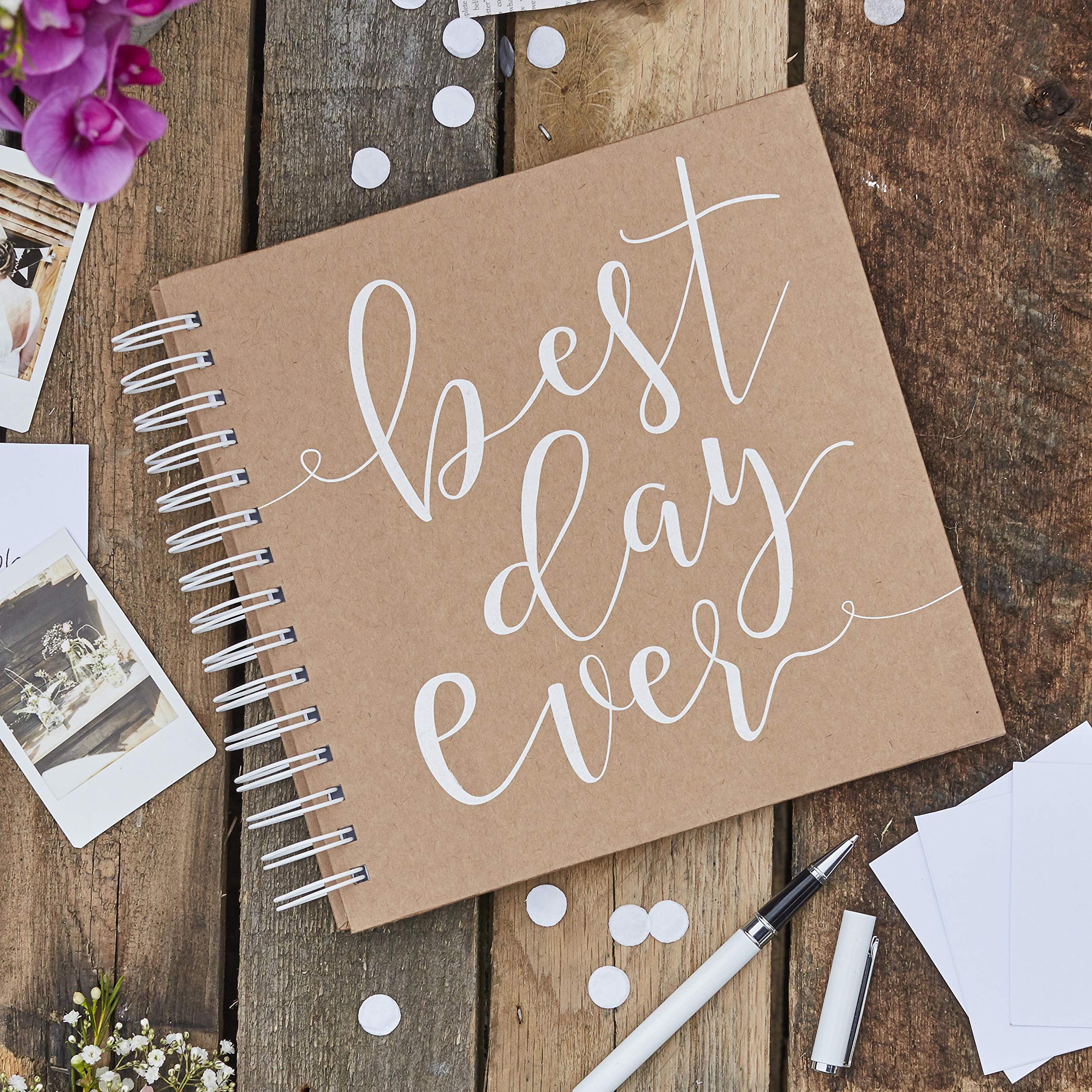 Ginger Ray Natural Kraft Wedding Guestbook with Envelopes 80 Envelope Sleeves Rustic Country