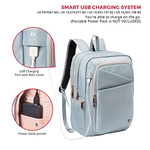 Swissdigital Design Women Laptop Backpack For Women With Apple Find My network,College Bookbags With USB Charging Port,Large Capacity Computer Backpacks For Work Business
