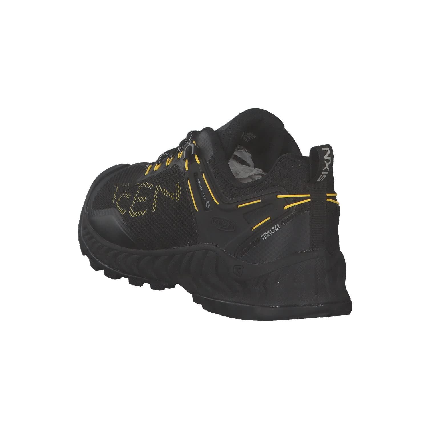 KEEN mens Nxis evo Waterproof fast Packing Hiking Shoe, Black/Keen Yellow, 11.5 US