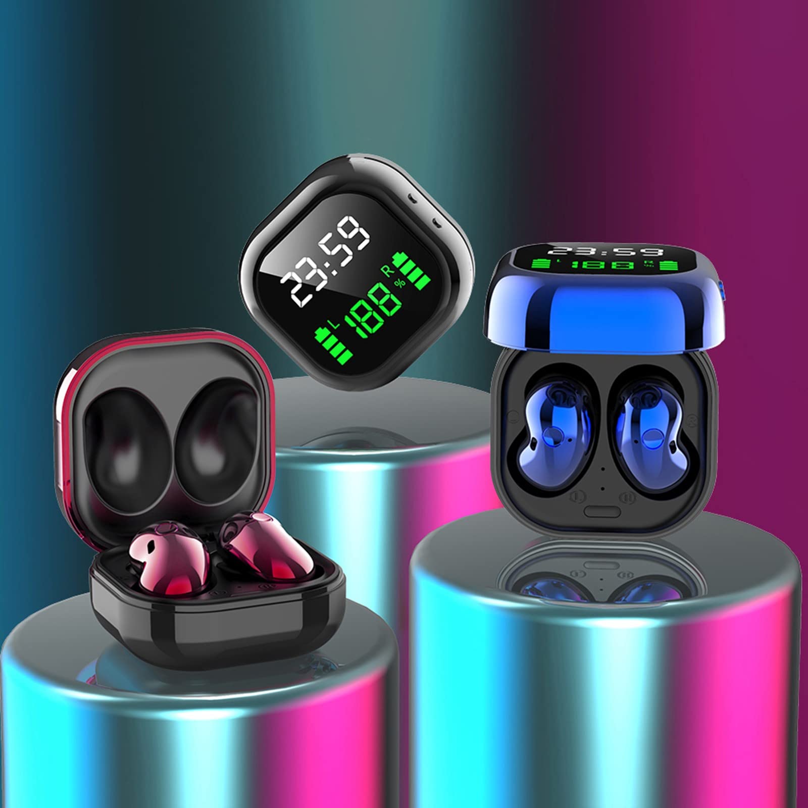 NA# Wireless Earbuds Bluetooth 5.0 Headphone - Digital Power Display T-ouch Control Stereo Sound Bluetooth Earbuds with Charging Case - in-Ear Stereo Headphones for Sport Work Office Outdoor (Wine)