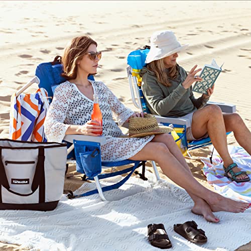Homevative Folding Backpack Beach Chair with 5 Positions for Relaxing, Towel bar, Cooler Pouch, Storage Pouch, Cup Holder and Phone Holder,Aluminum, Breeze, 2 Pack