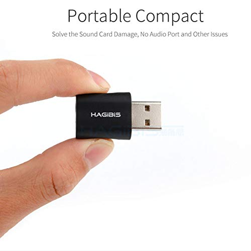Hagibis USB External Sound Card Adapter 2 in 1 USB to 3.5mm Headphone and Microphone Jack Audio Adapter Mic Stereo Sound Card for Windows, Mac, Linux, PC, Laptops, Desktops, PS4, PS5 (Black)