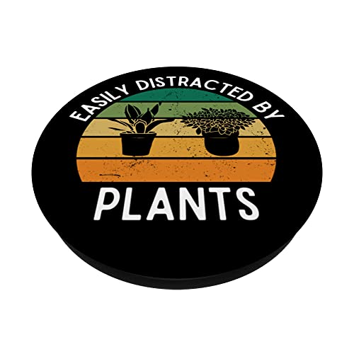 Retro Pots Easily Distracted By Plants | Botany Plant Lover PopSockets Swappable PopGrip