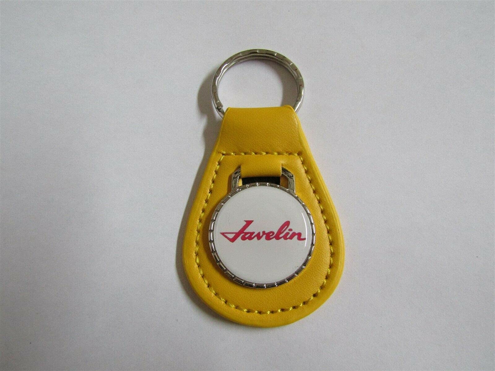 JAVELIN SCRIPT EMBLEM LOGO LEATHER KEYCHAIN - YELLOW