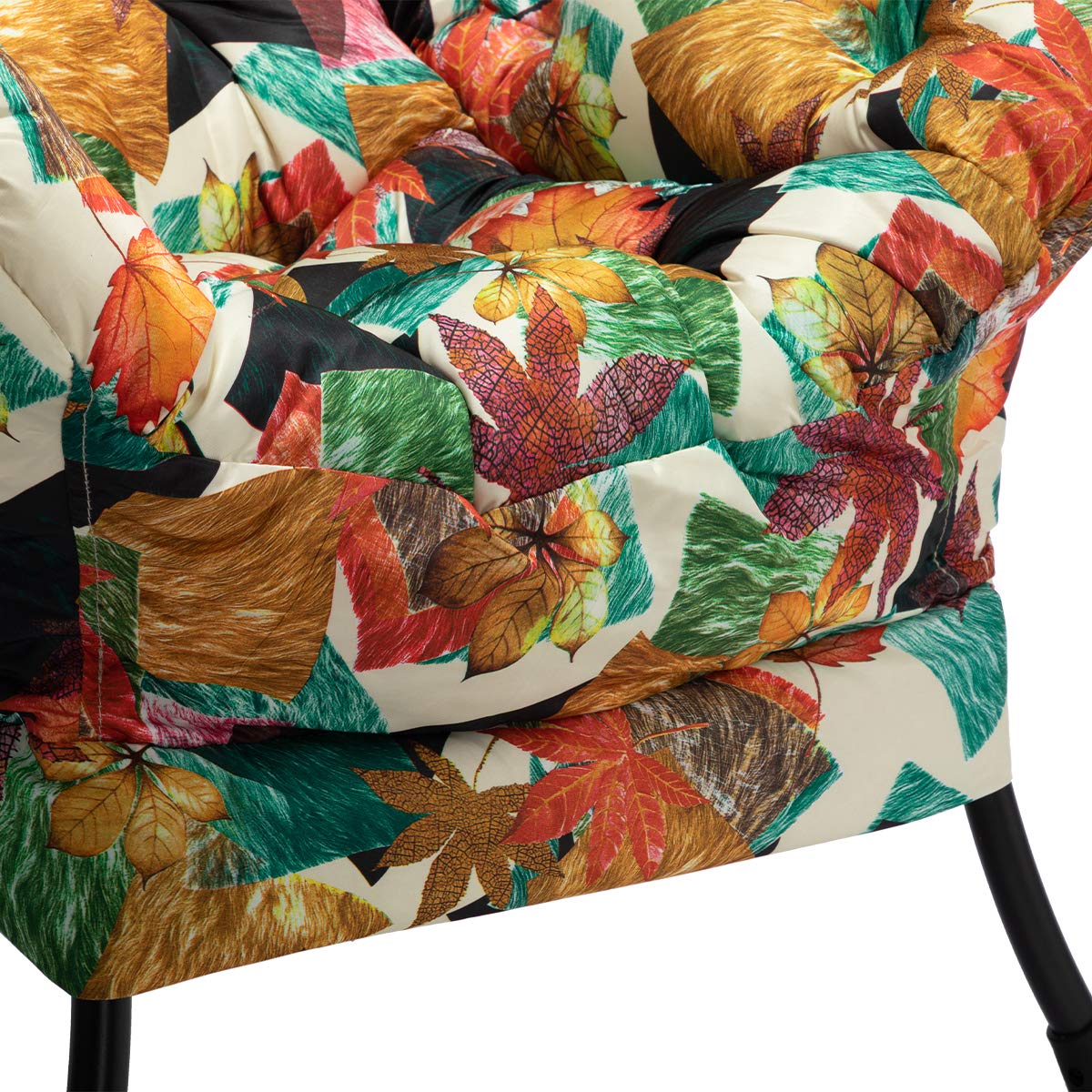 HollyHOME Modern Fabric Lazy Chair, Accent Contemporary Lounge Chair, Single Steel Frame Leisure Sofa Chair with Armrests and A Side Pocket, Maple Leaf
