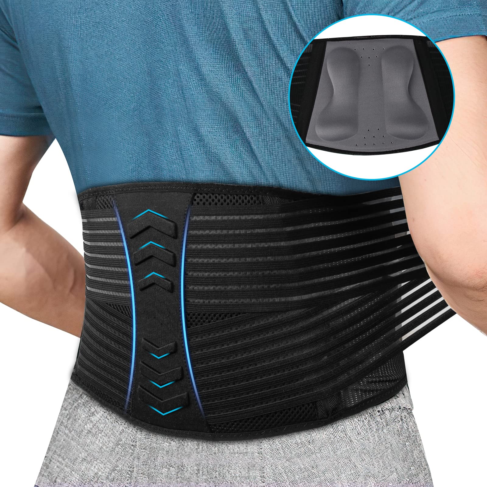 HOMREALM Back Support Relief for Back Pain, Herniated Disc, Sciatica for Men and Women, Black