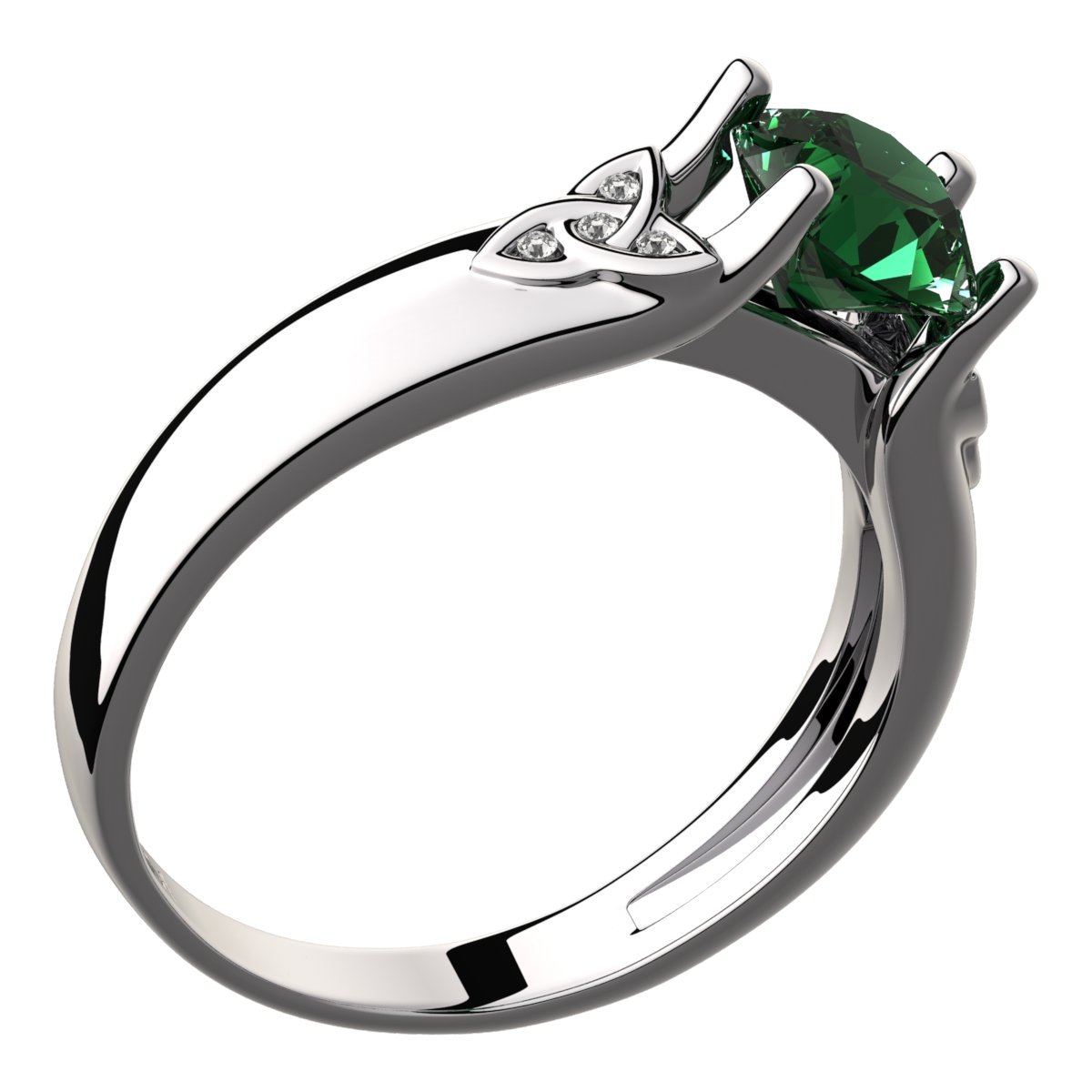 GWG Women's Rings Gift Sterling Silver Celtic Ring Emerald Green Zircon Stone and Trinity Knots Adorned with Crystals - 9 for Women