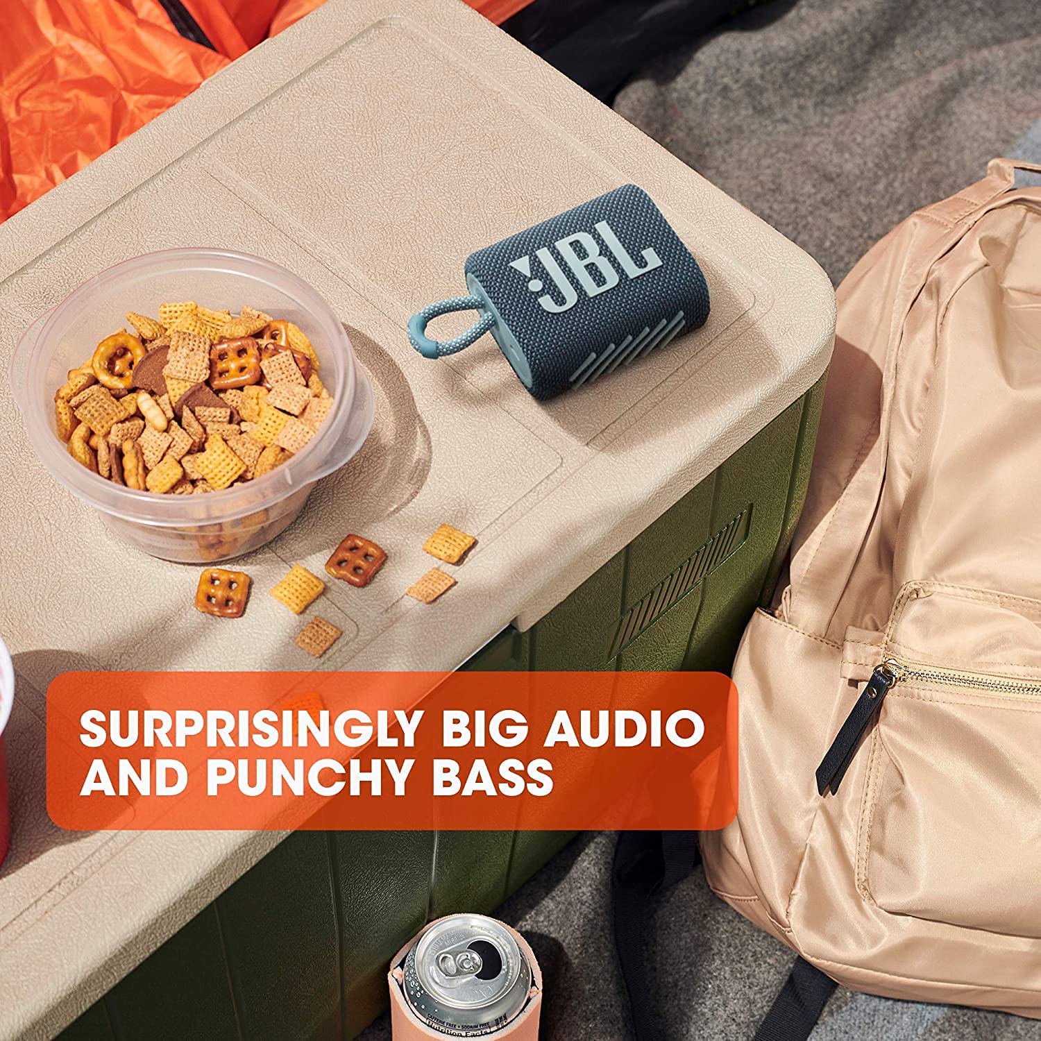 JBL Go 3 Portable Waterproof Wireless IP67 Dustproof Outdoor Bluetooth Speaker (Blue)