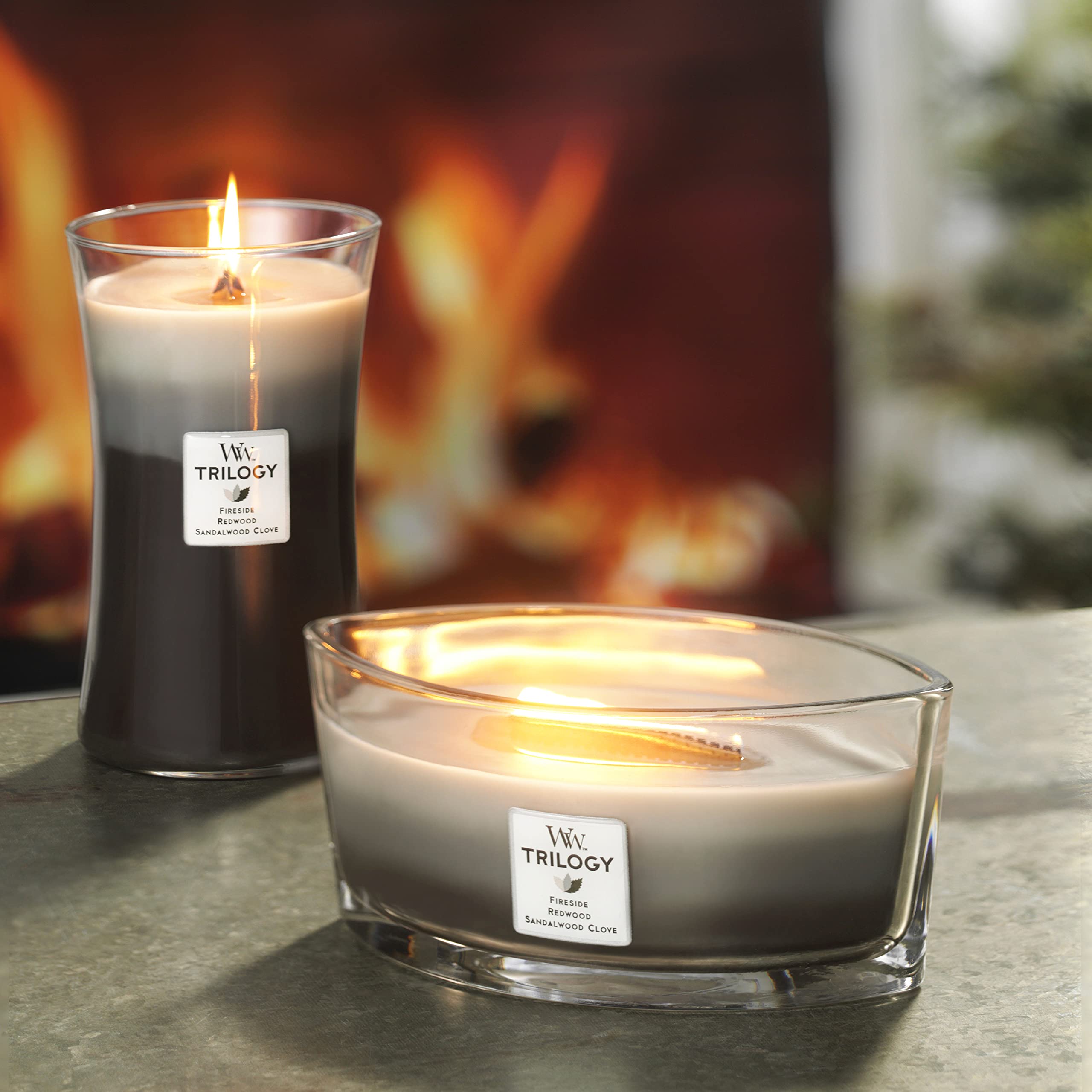 Woodwick Ellipse Trilogy Scented Candle, Warm Woods, with Crackling Wick, Burn Time: Up to 50 Hours