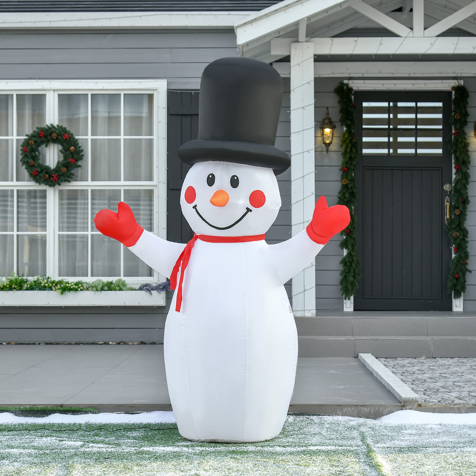 HOMCOM 6ft Christmas Inflatables Outdoor Decorations Glowing Snowman, Blow-Up Yard Christmas Decor with LED Lights Display