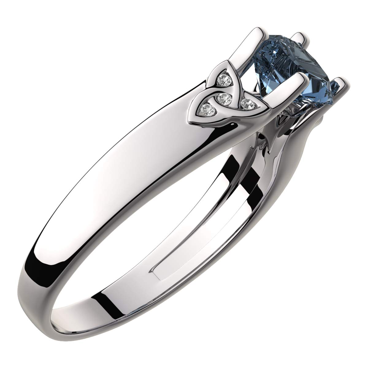 GWG Women's Rings Gift Sterling Silver Celtic Ring Aquamarine Sea Blue Zircon Square Stone and Trinity Knots Adorned with Crystals - 6 for Women