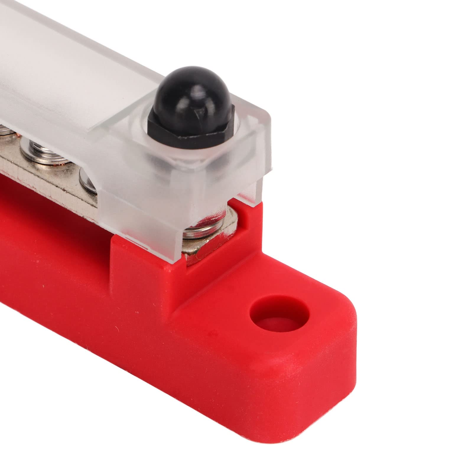 KOSDFOGE 48V 150A 6 Terminal Bus Bar Power Distribution Block with Cover M6 Studs M4 Screws for Car RV Caravan Marine Boat(Red CP-0965-02)