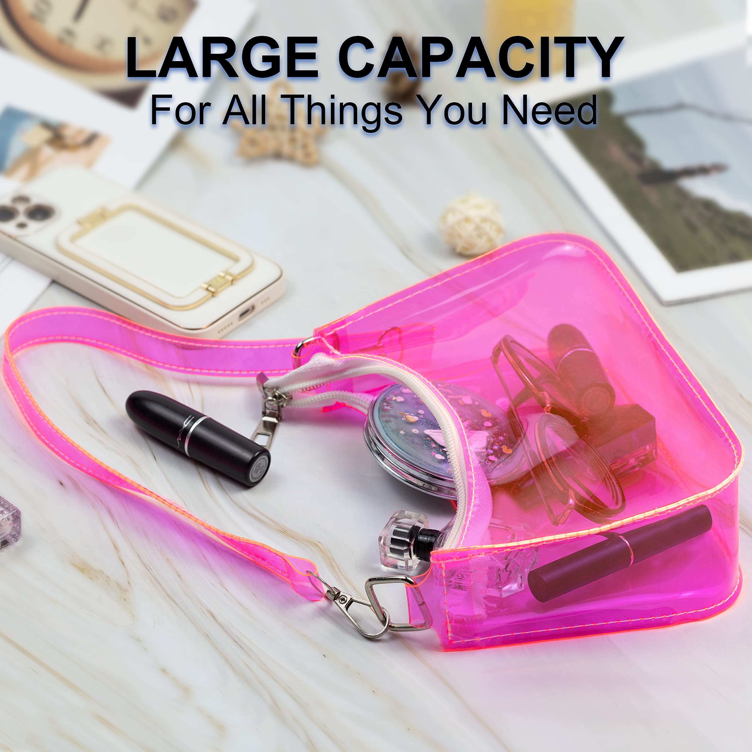 Little Italy Stadium-Approved Clear Purse for Concerts, Clubs, Sporting Events (Pink)