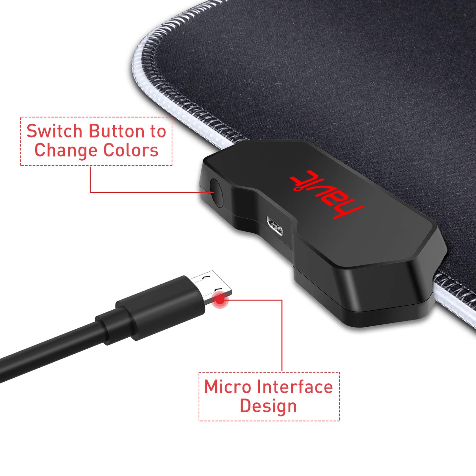 havit RGB Gaming Mouse Pad Soft Non-Slip Rubber Base Mouse Mat for Laptop Computer PC Games (27.5 X 11.2 X 0.11 inches, Black)
