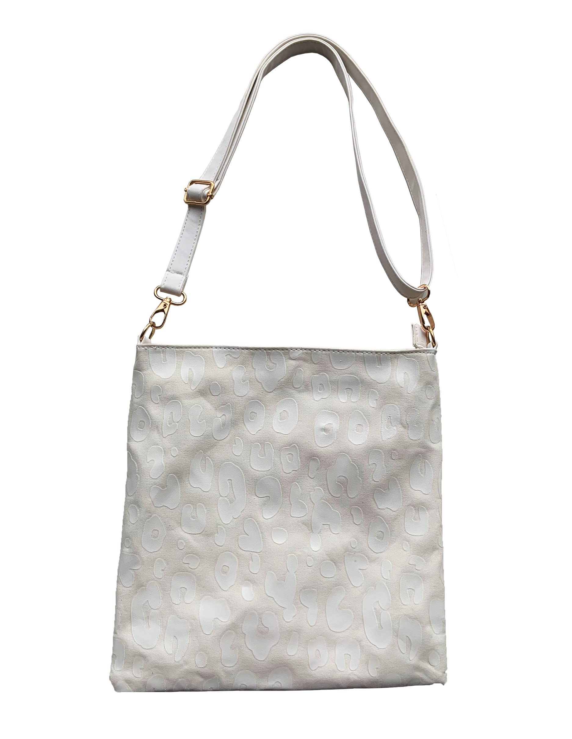 HAIBOLAN Cloth Shoulder Crossbody Purse Leopard print Women's Retro Canvas Casual Tote Bag Messenger Bag (White Leopard)