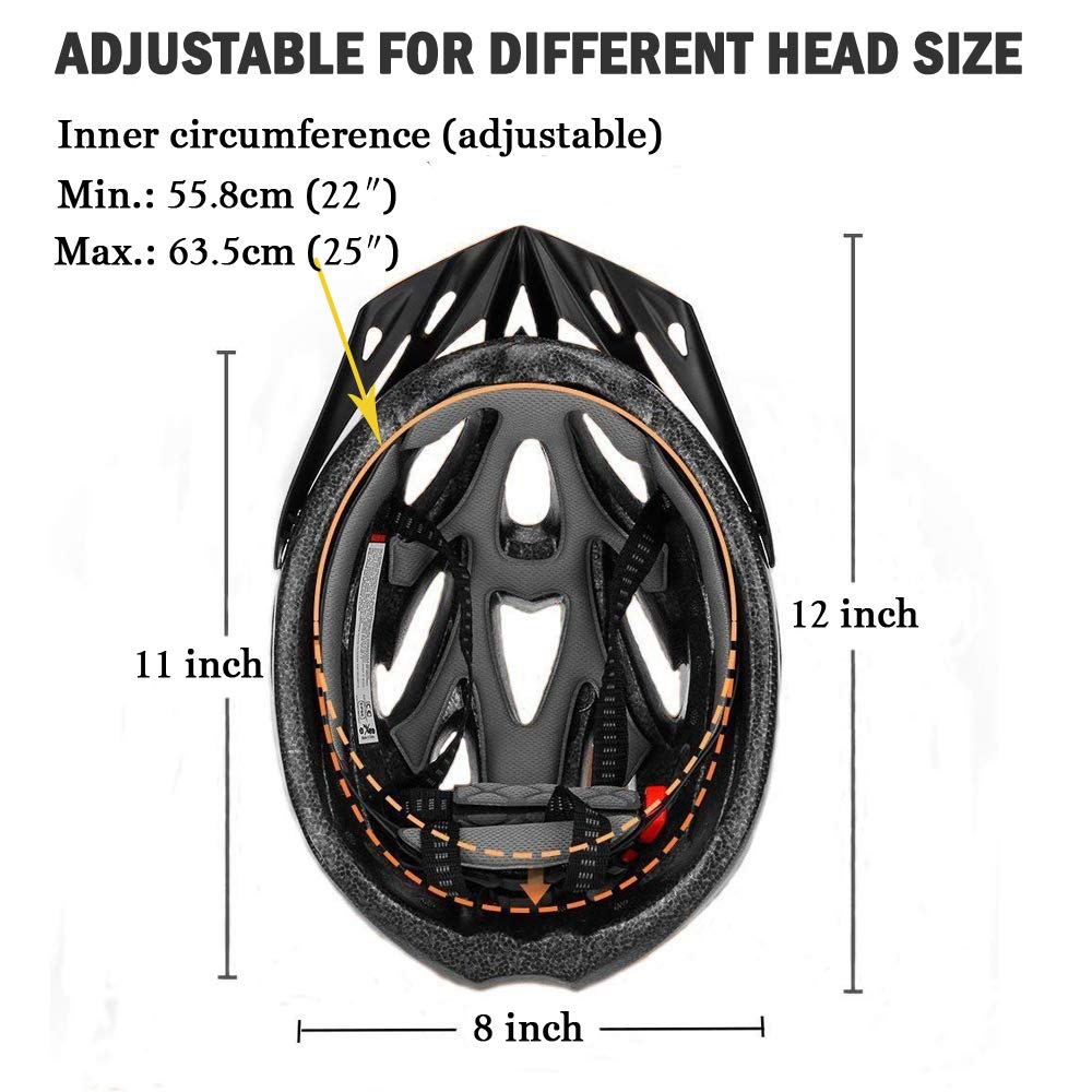HADLIN Bike Helmets Adult Adjustable Mountain Road Bicycle Helmet for Mens Womens (Black)