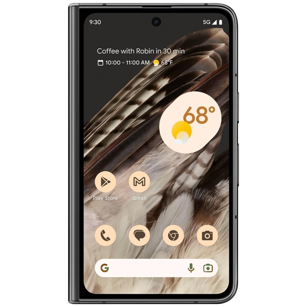 Google Pixel Fold - Unlocked Android 5G Smartphone with Telephoto Lens and Ultrawide Lens - Foldable Display - 24-Hour Battery - Obsidian - 512 GB (Renewed)
