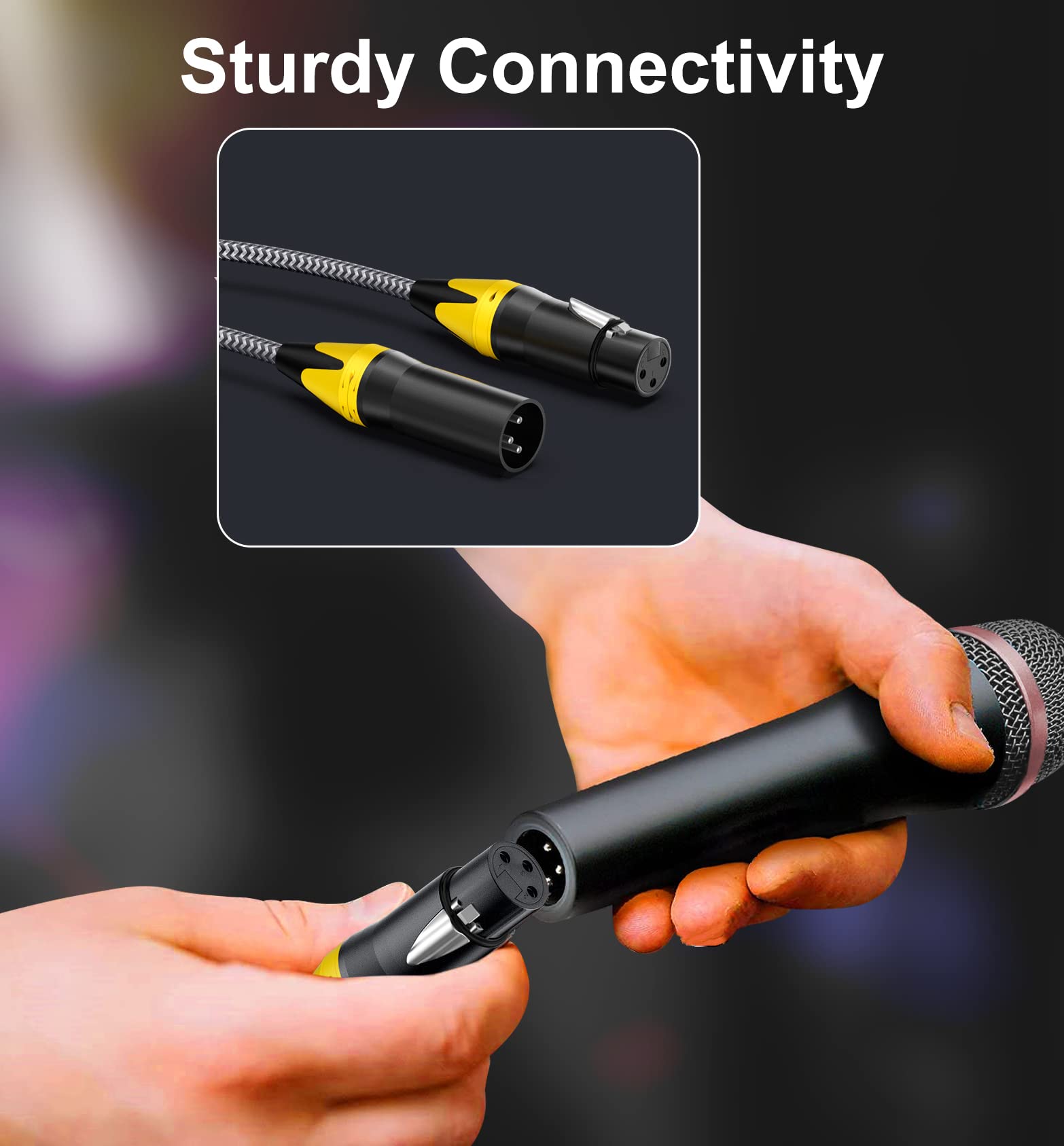 Larxavn XLR Cables, XLR Cable 10 ft Heavy Duty Microphone Cable XLR Male to Female Nylon Braided XLR Microphone Cable