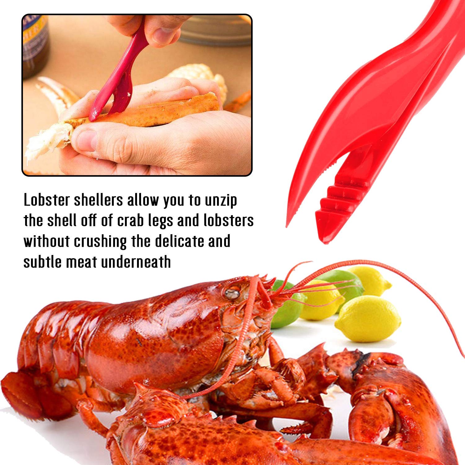 Hiware 13-piece Crab & Lobster Crackers and Tools Set Includes 4 Crab Leg Crackers, 4 Lobster Shellers, 4 Crab Forks/Picks and 1 Portable Bag - Dishwasher Safe