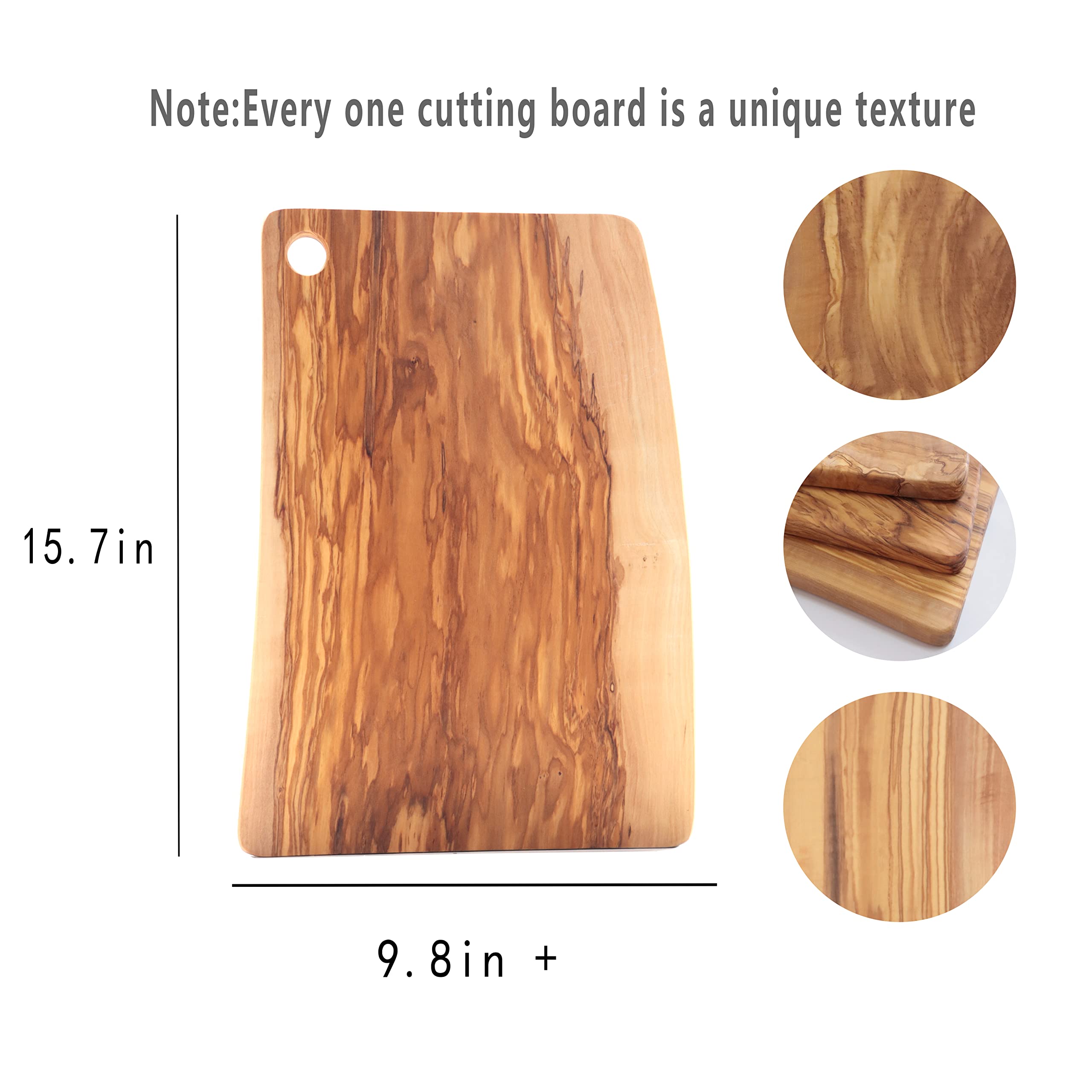 Ideaolives Natural Olive Wood Cutting Board, Rustic Serving Platter for Meat & Snack, Wooden Charcuterie Board Cheese Serving Tray, Handmade Decorative Cutting Board, Housewarming Gift (ZRB-M)