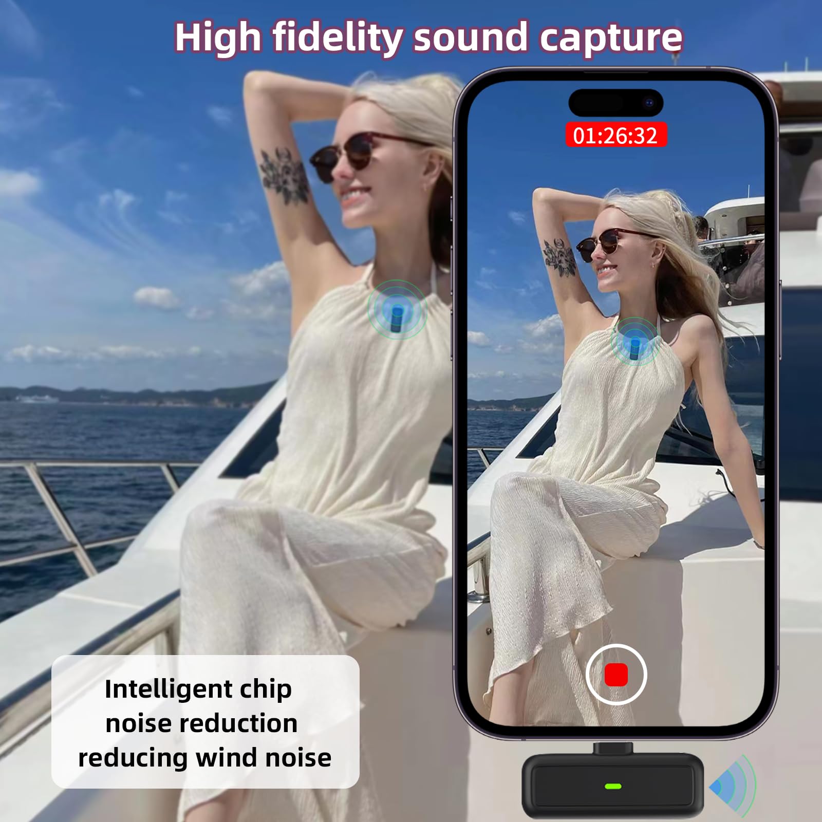 HAILIWEI 2.4Ghz Wireless Microphone System, Upgraded Dual Lavalier Microphone, Crystal Sound, Plug and Play, 60 Feet Long Distance Recording, Large Capacity Battery, Includes Charging Box