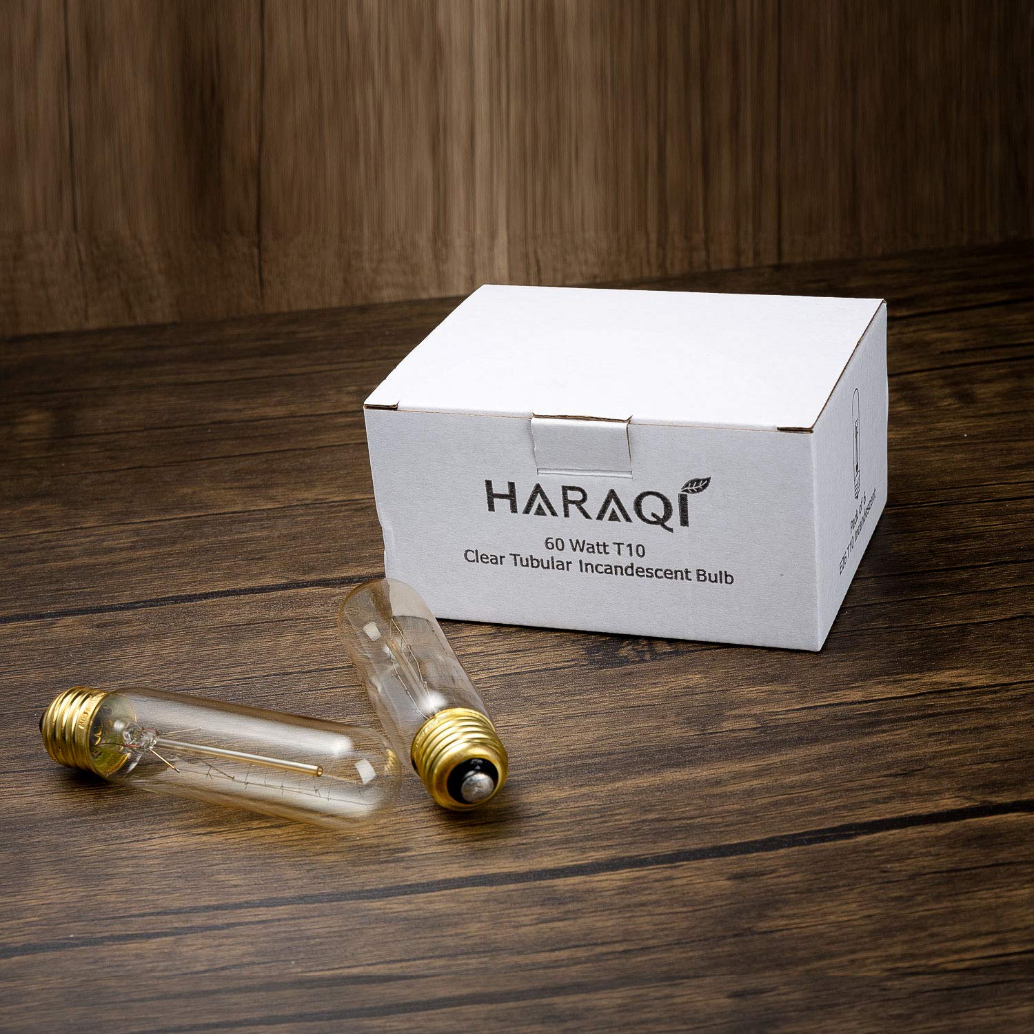 haraqi 6 Pack 60 Watt Medium E26 E27 Base 120 Volt T10 Tubular Clear Incandescent Light Bulb for Home and Commercial Decoration