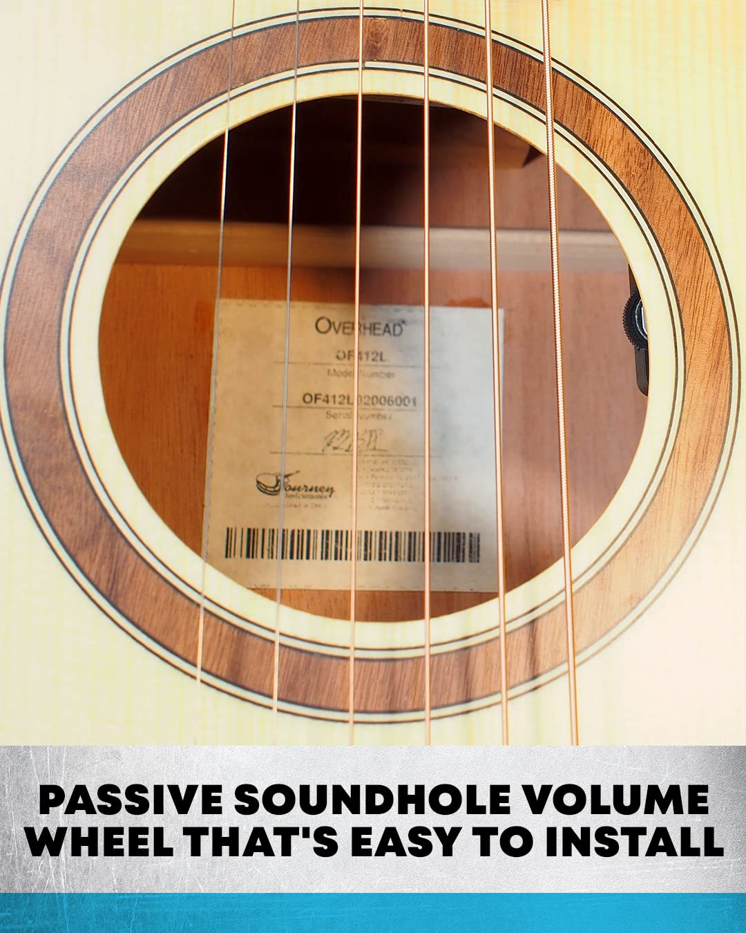 Journey Instruments Passive Soundhole Volume Wheel - EPA01 Passive Volume Wheel Add-on for Passive Pickups - Passive Soundhole Volume Wheel for Guitar Pickups