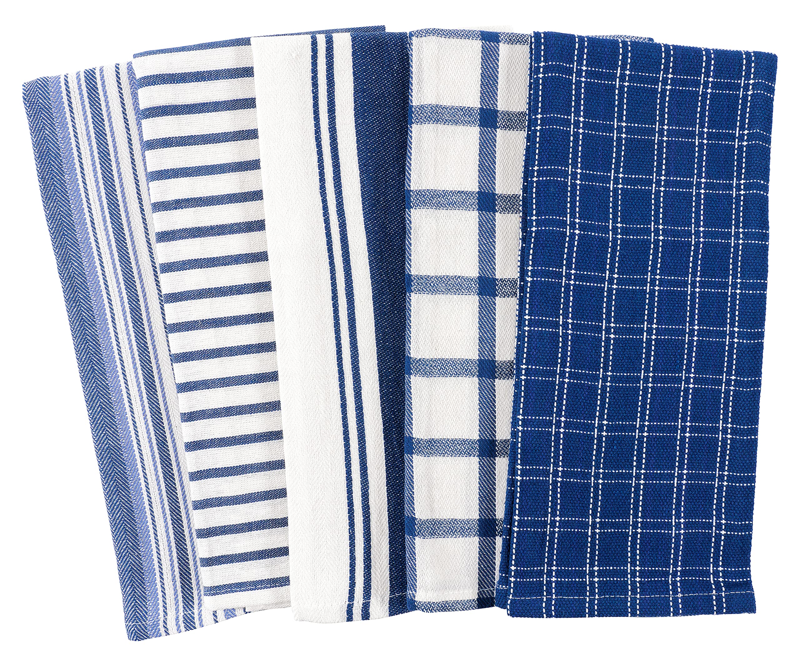 KAF Home Assorted Flat Kitchen Towels | Set of 10 Dish Towels, 100% Cotton - 18 x 28 inches | Ultra Absorbent Soft Kitchen Tea Towels | Perfect for Cooking, Cleaning, and Drying Hands (Navy)