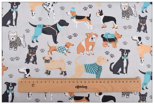 Hanjunzhao Cute Animals Cat Dog Fat Quarters Fabric Bundles 18 x 22 inch for Quilting Sewing Crafting