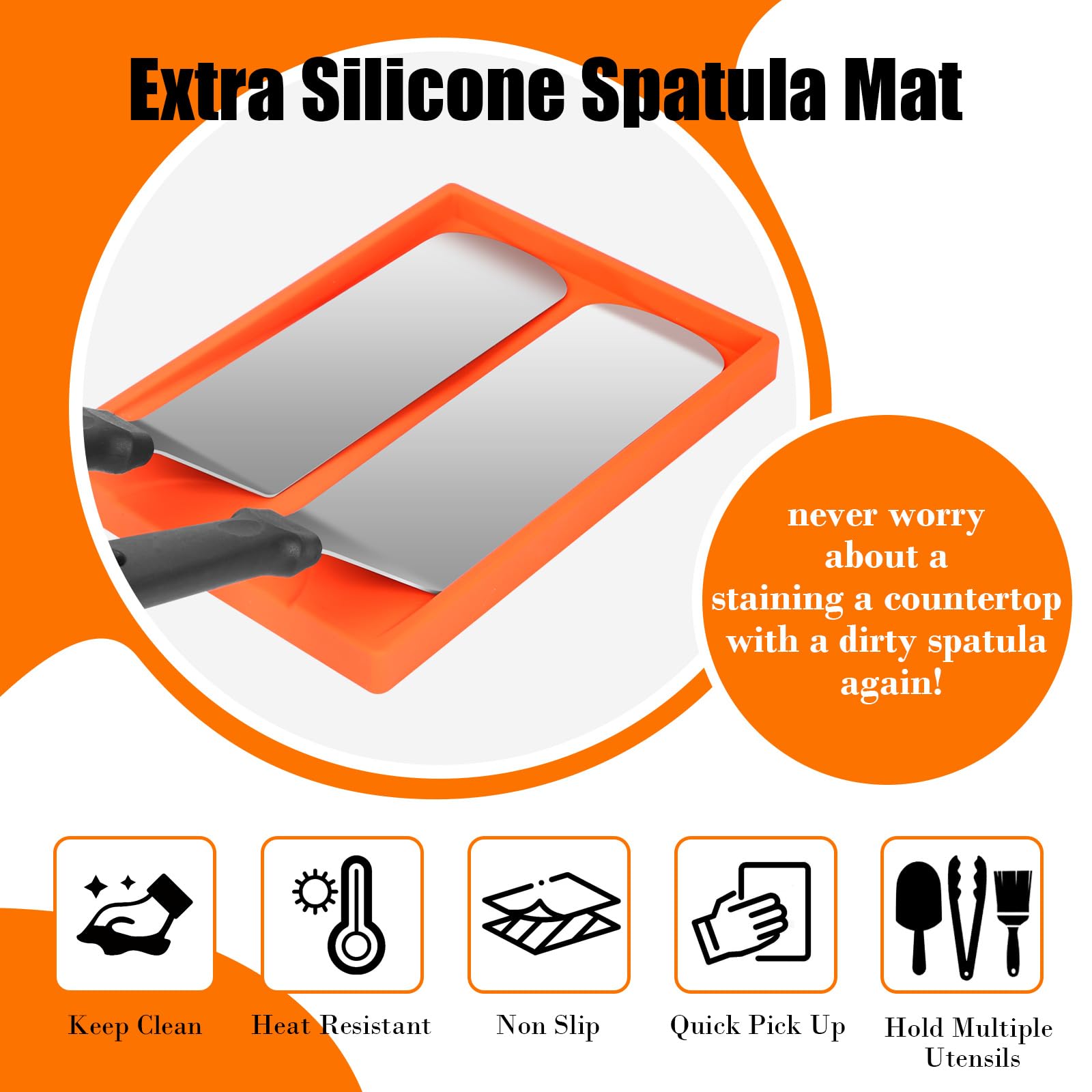 GRILL FORCE 36 Inch Silicone Griddle Mat & Spatula Mat for Blackstone 36" Griddle, Food Grade Silicone Mat Cover for Blackstone Protective Mat Cover Griddle Cover,Protect Griddle From Insects,Rust