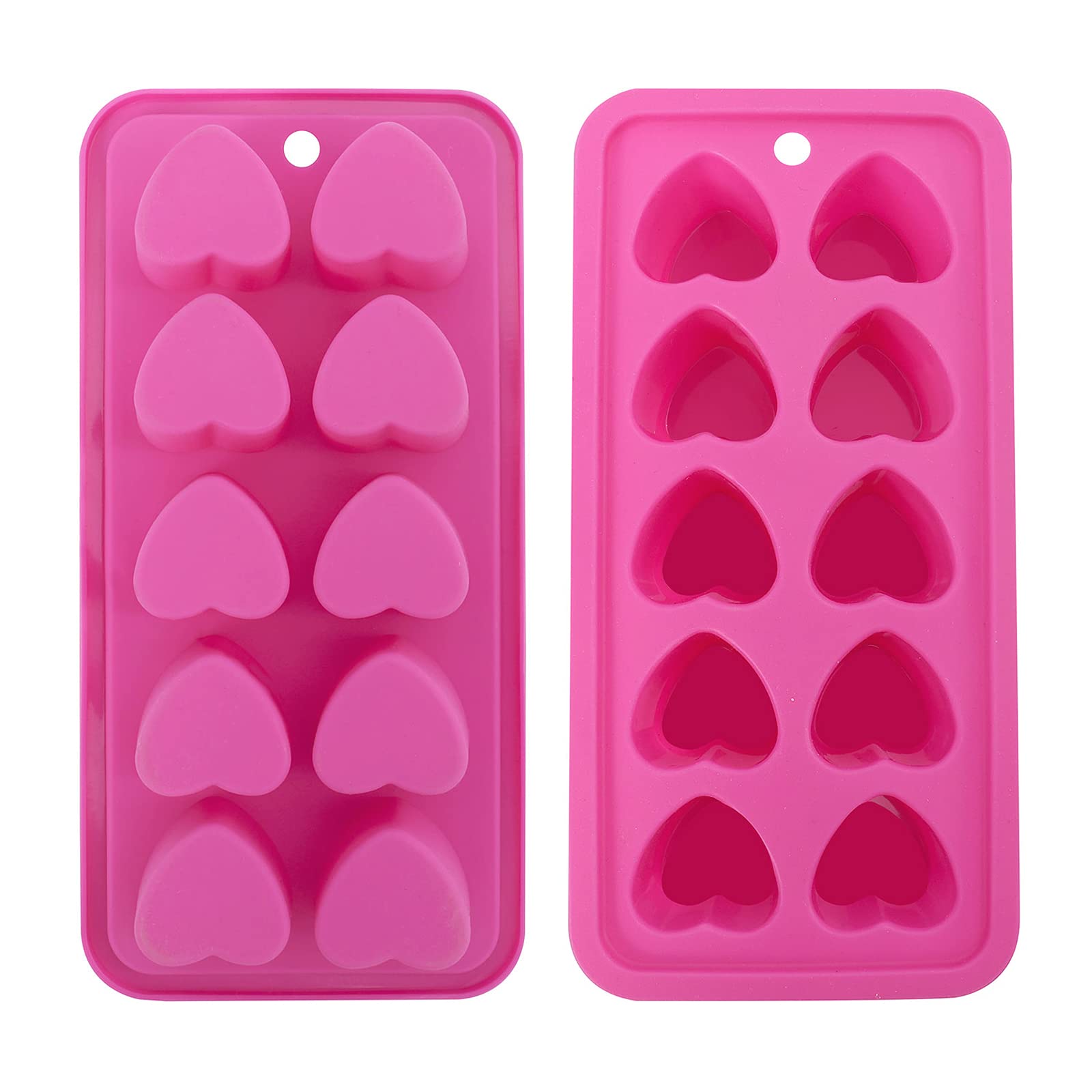 Heart-shaped Ice Cube Trays,Fun Silicone Ice Cube Trays for Make Heart-shaped Ice Cube,Easy Release Ice Cube Mold for Cocktails,Whiskey,Water Bottles,Baby Food,BPA Free and Dishwasher Safe,2pcs(Pink)