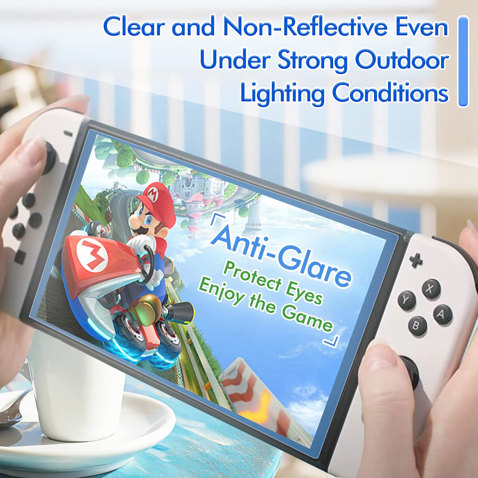 Hiins Screen Protector Compatible with Nintendo OLED Switch Screen Protector 2021, Anti blue Light Switch Screen Protector Anti Glare, Protect Eyesight and Relieve Eye Fatigue, 2 Pack