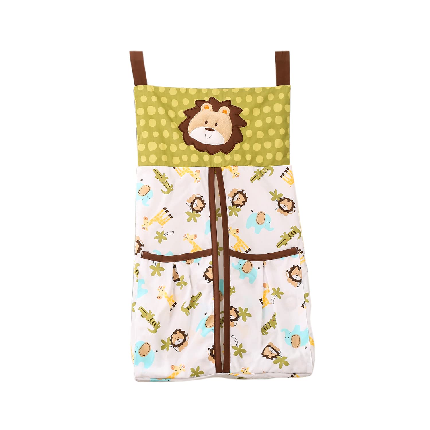 JAHbaby Lion King Diaper Stacker for Boys 1 Pieces Gren Brown Forest Elephant Giraffe Lion Animal Diaper Stacker (Diaper Stacker)