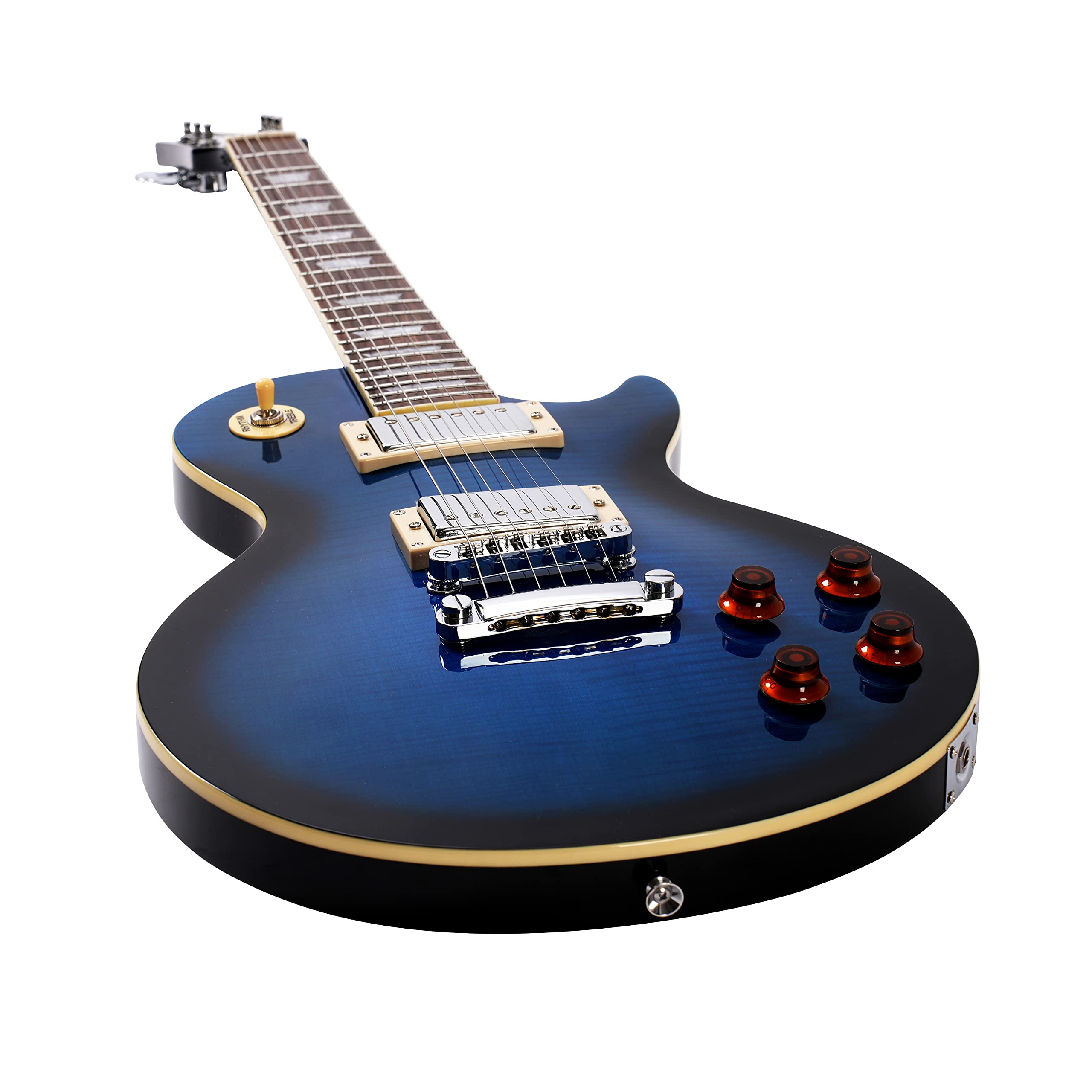 Latitude NW-1915 Les Paul Electric Guitar 6 String Single Cut with Dual Humbuckers Solid Body LP Style Guitar (Blue)