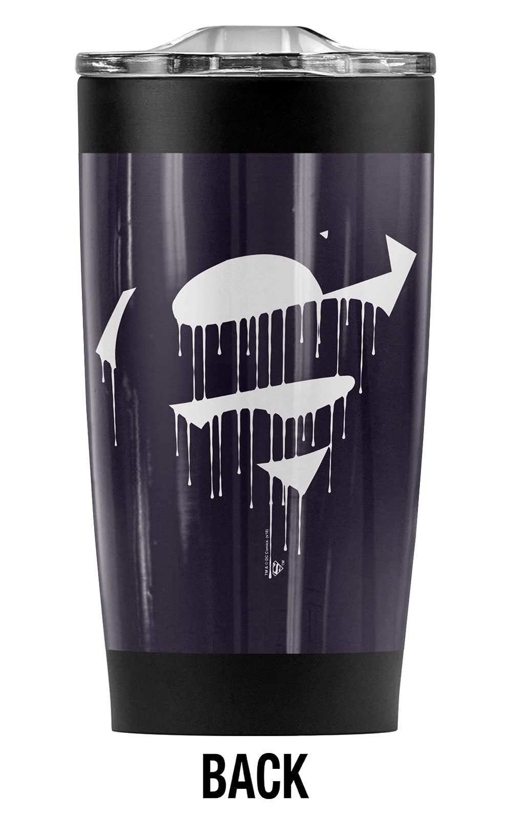 Logovision Superman Dripping Stainless Steel Tumbler 20 oz Coffee Travel Mug/Cup, Vacuum Insulated & Double Wall with Leakproof Sliding Lid | Great for Hot Drinks and Cold Beverages